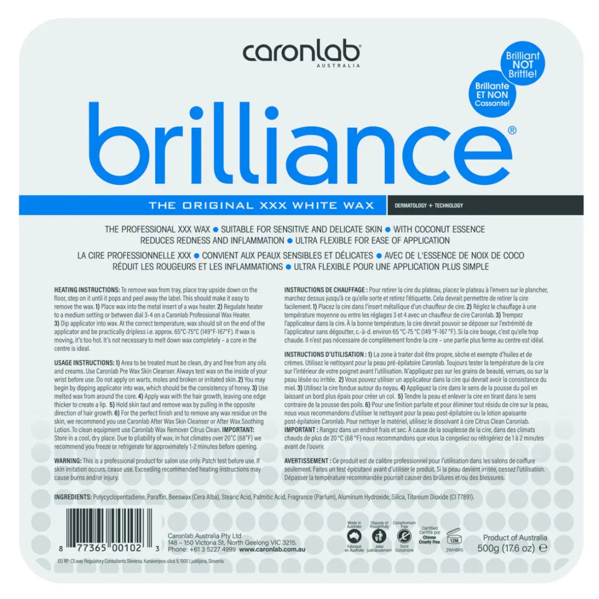 Caronlab Brilliance Hard Wax Tray 500gm – Professional Salon Brands